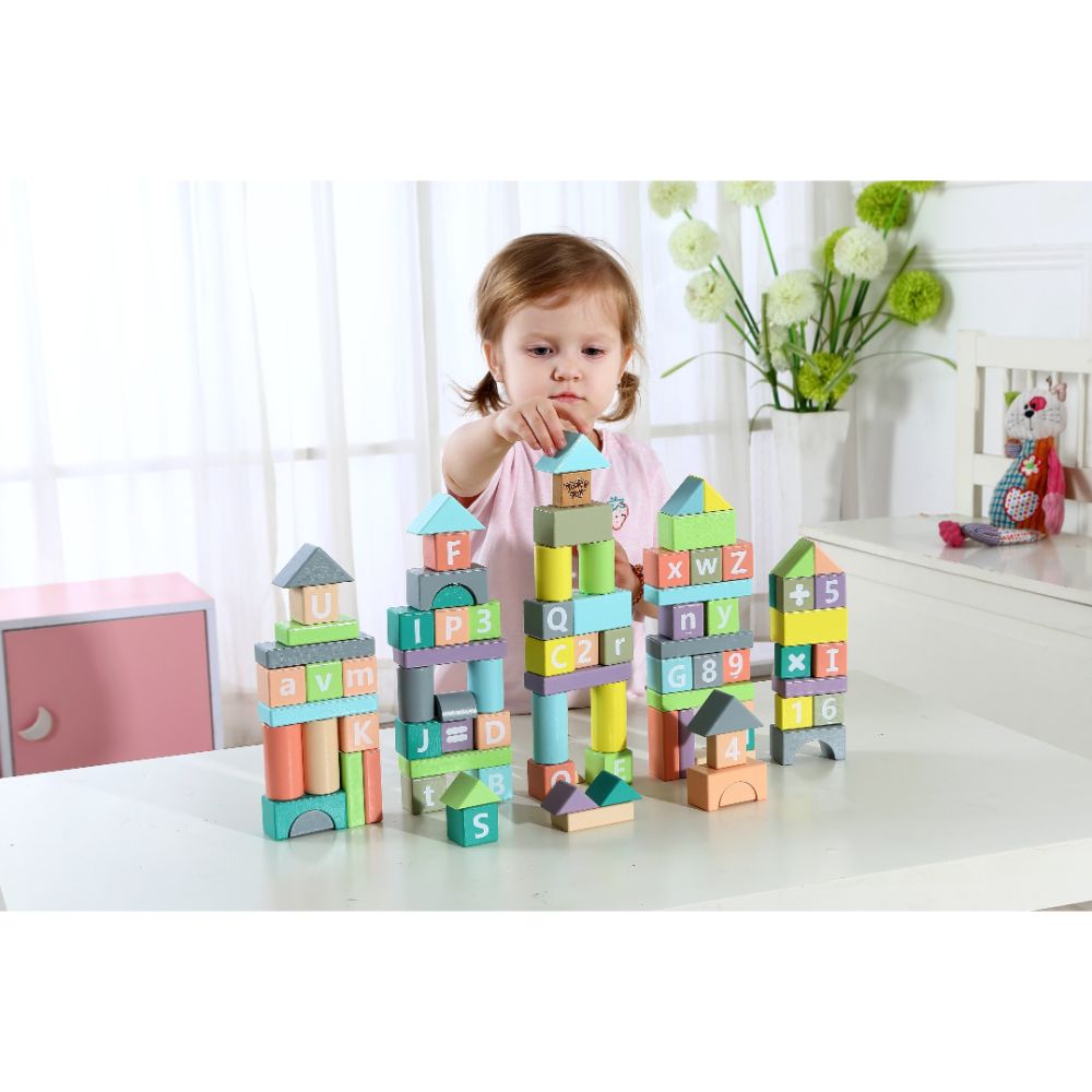Tooky Toy Wooden blocks 90pcs. – Toys4me
