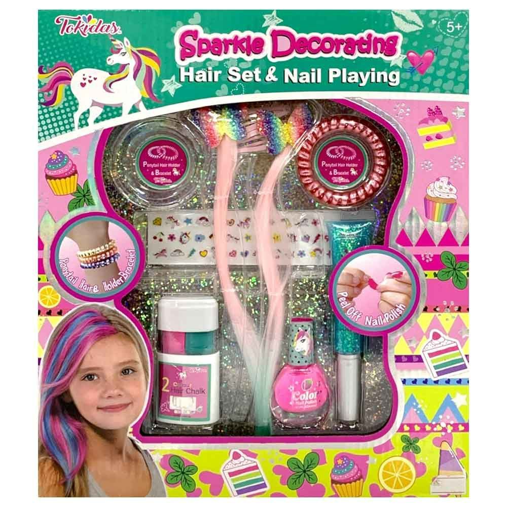 Tokidas Girls Sparkle Decorating Hair Set And Nail Playing – Toys4me